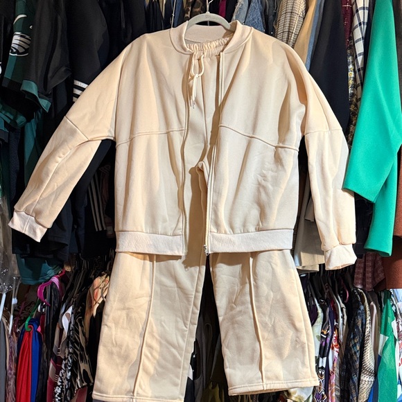 Pants & Jumpsuits | Cream Twopiece Tracksuit New | Poshmark